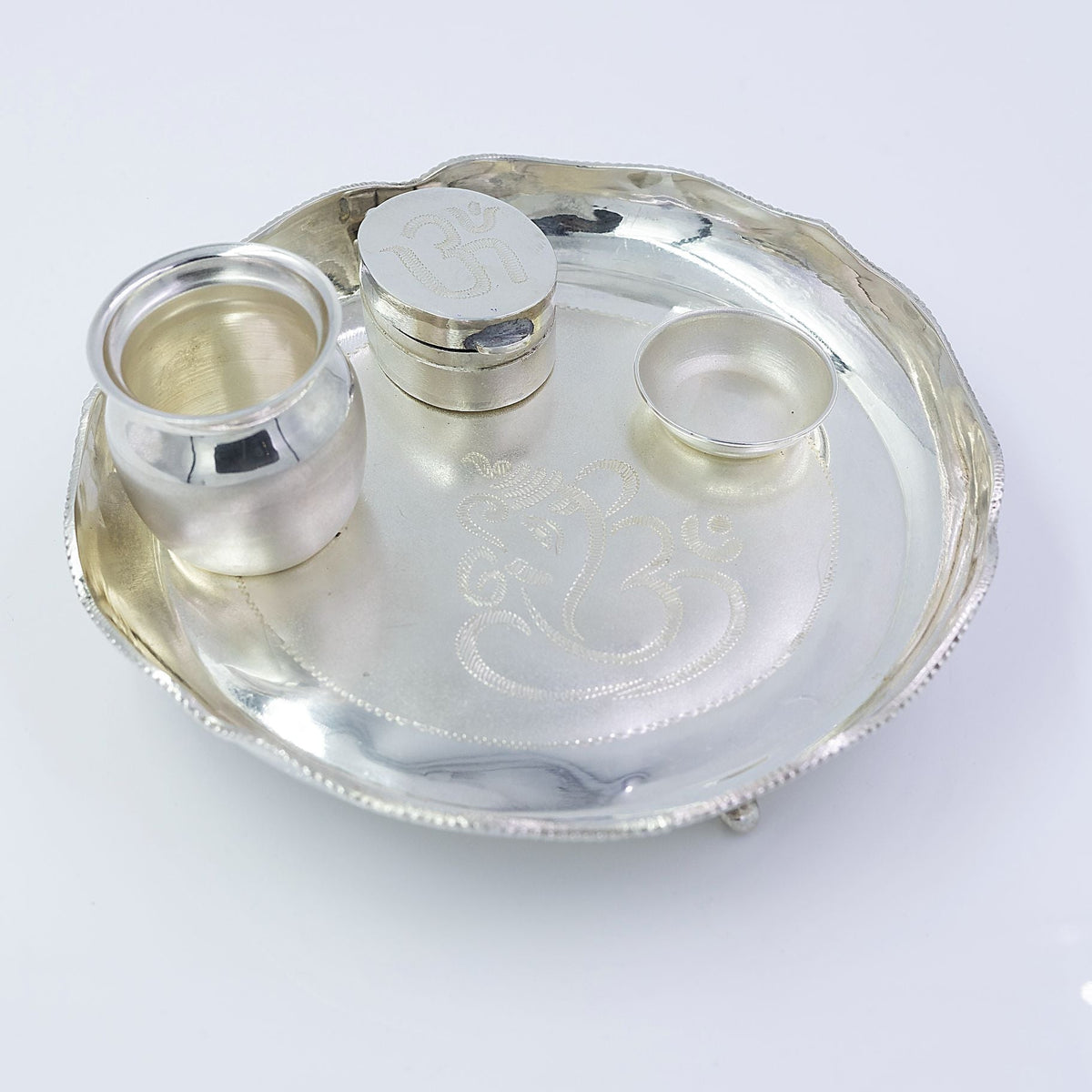 Traditional Silver Puja Thali Set